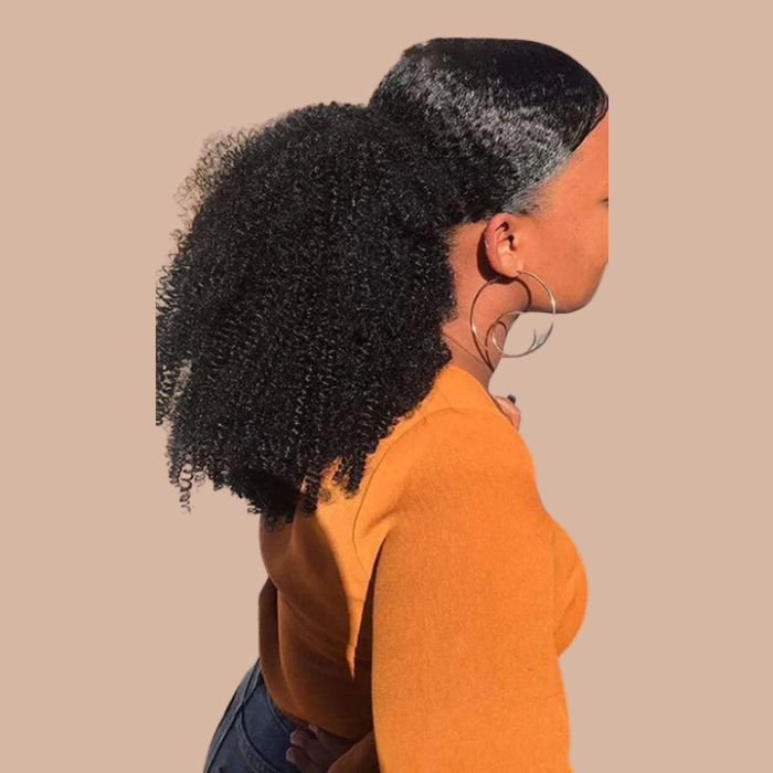 Queue de cheval Ponytail Brun Foncé à Pince Naturel Remy Hair Afro Cur ...