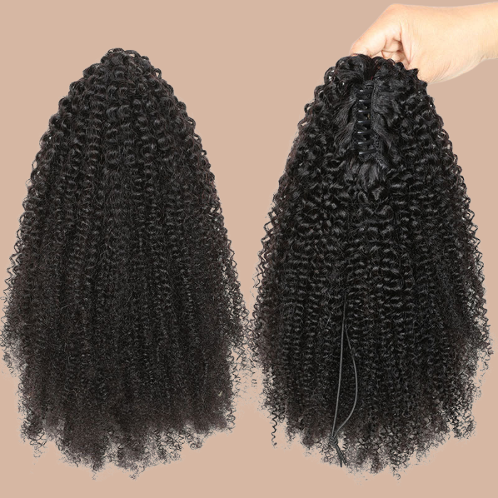 Queue de cheval Ponytail Brun Foncé à Pince Naturel Remy Hair Afro Cur ...